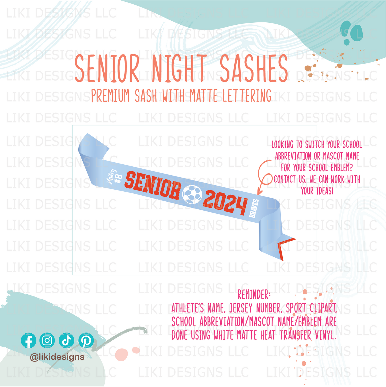 Personalized Sport Senior Night Sash – LikiDesigns